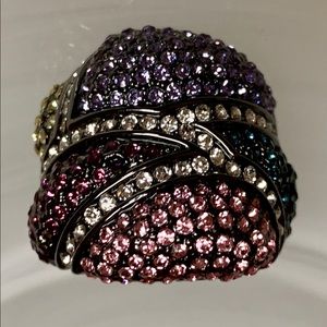 Joan Boyce | Jewelry | Joan Boyce Gunmetal Multicolored Crystal Ring ...